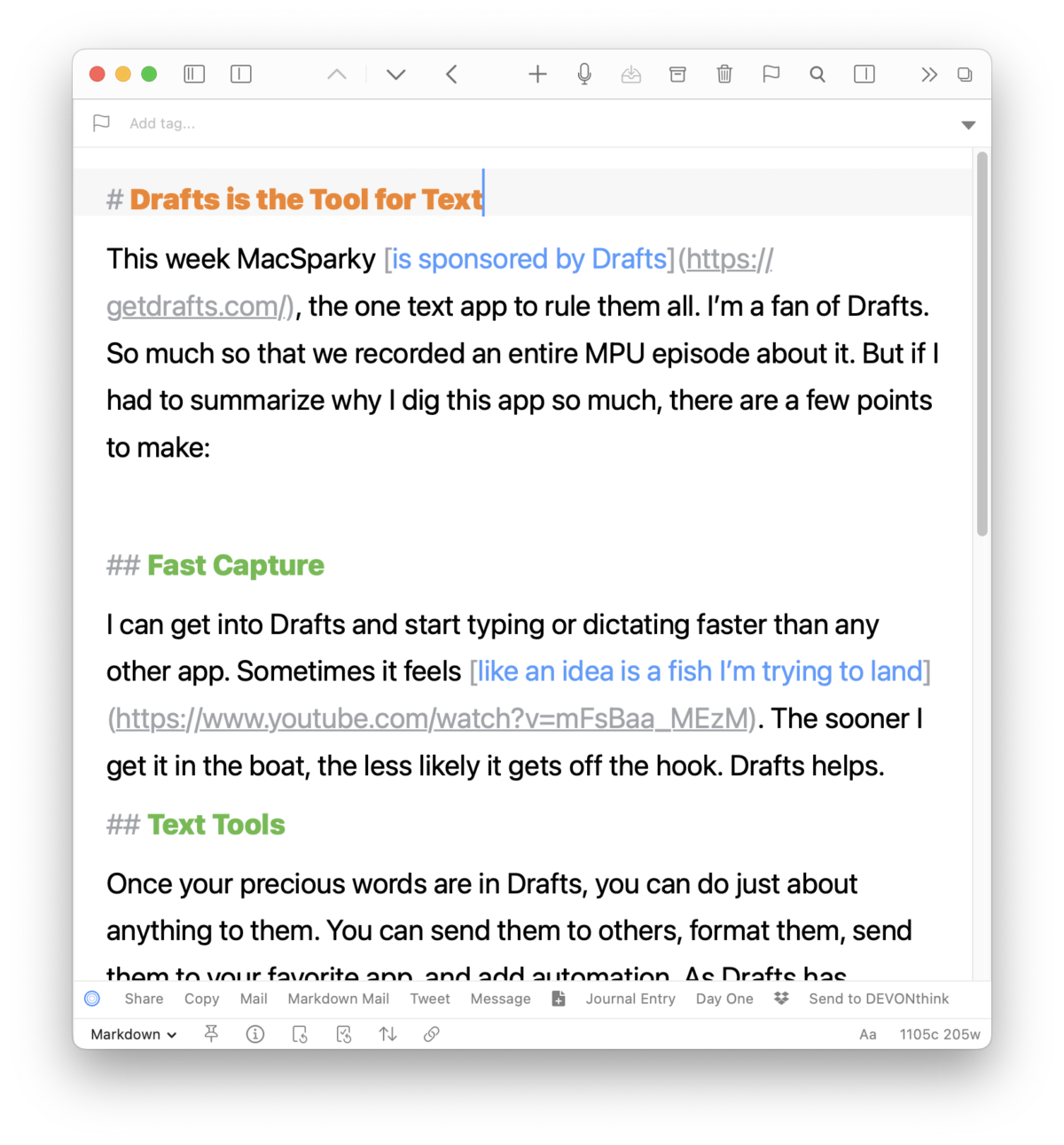 Drafts Is The Tool For Text Sponsor Macsparky